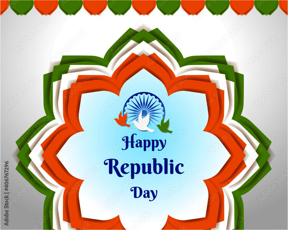 Happy Republic Day tricolor greeting origami paper style. Decorative ...
