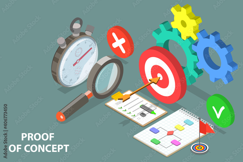 3D Isometric Flat Vector Conceptual Illustration of POC - Proof of ...
