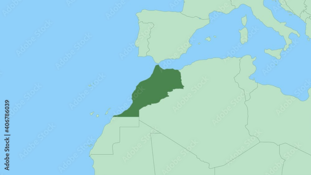 Map of Morocco with pin of country capital. Morocco Map with ...