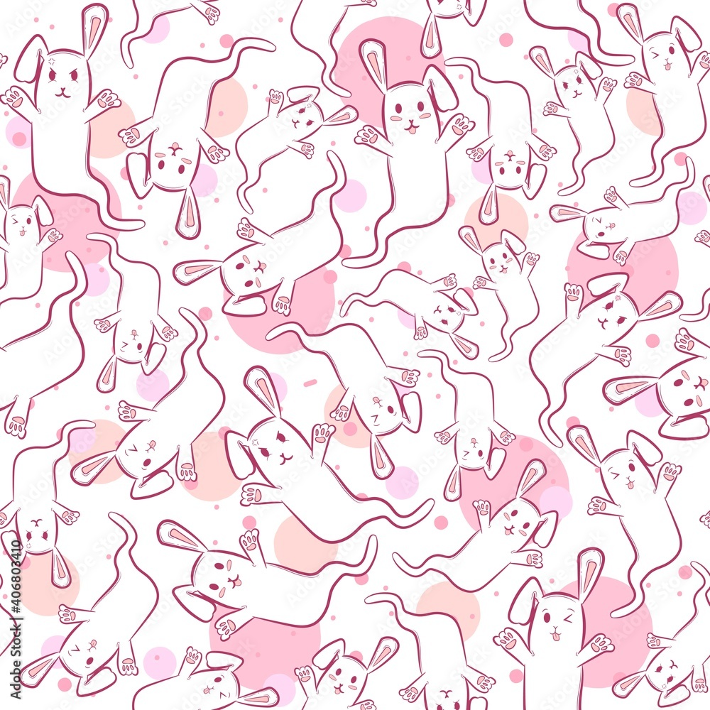 Pink seamless pattern with pink rabbits for kids. Repetitive background ...