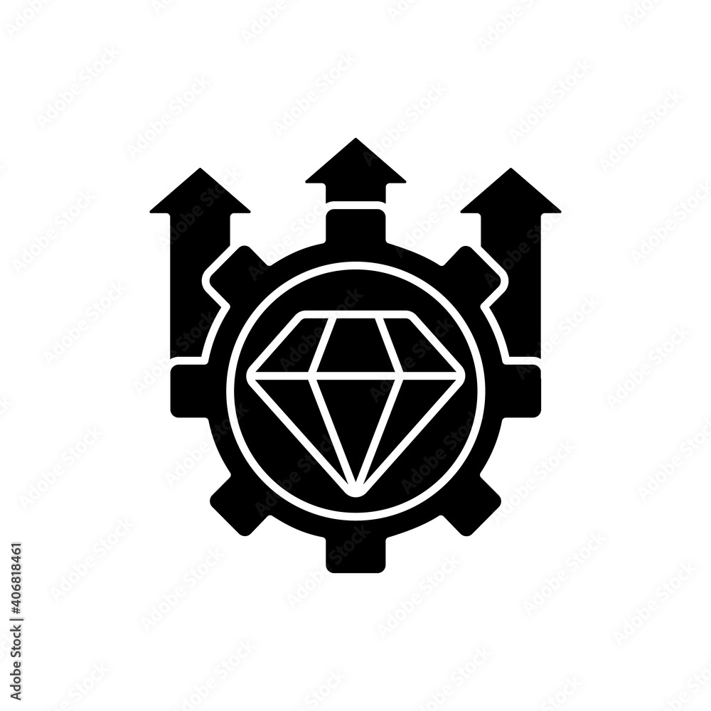 Excellence, high standards black glyph icon. Quality control ...