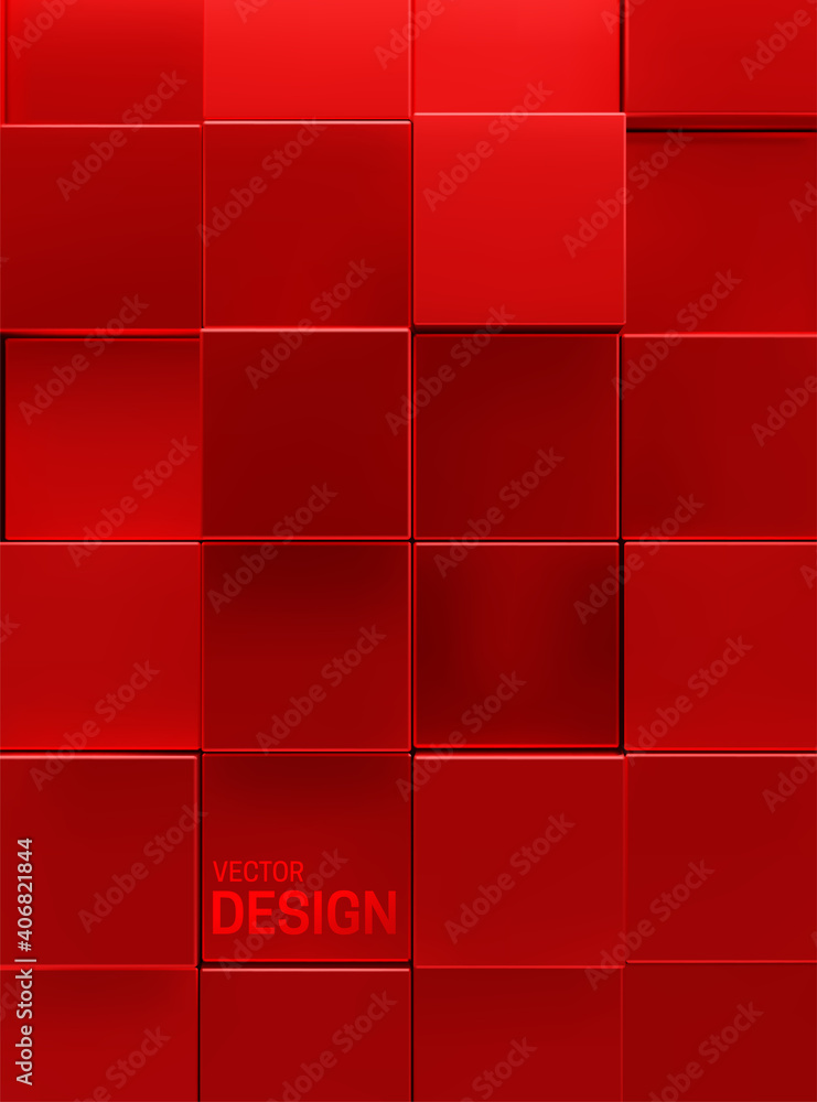 Geometric background of red square shapes. Stock Vector | Adobe Stock