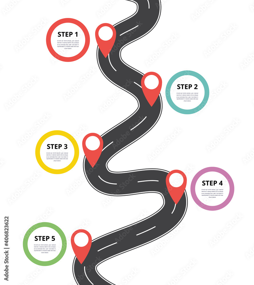 Road highway track with marks of steps numeration vector illustration ...