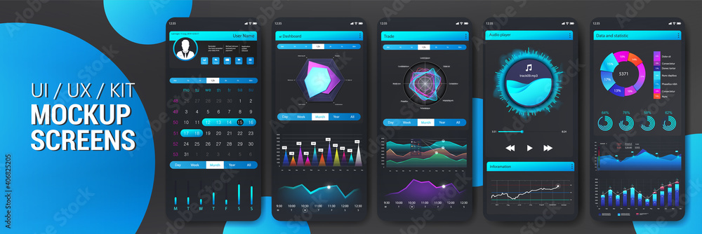 Beautiful and Simple Mobile App with Gradient colors. UI, UX, KIT ...