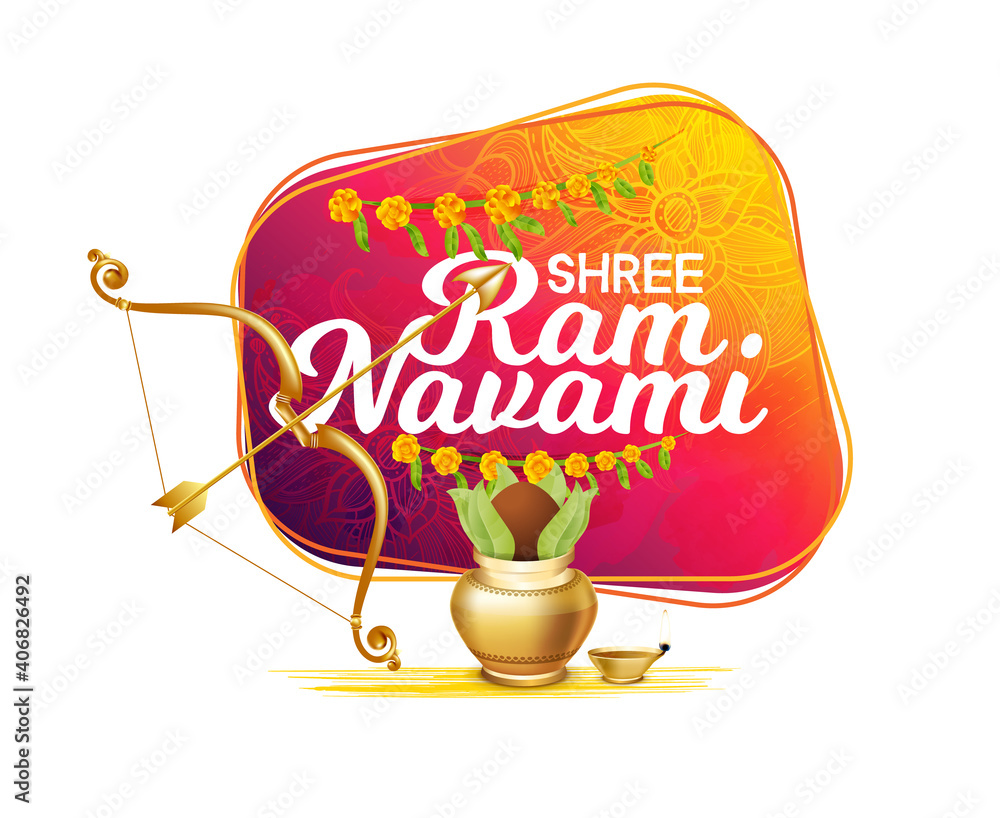 Ram Navami vector illustration religious holiday india. Shree Ram ...