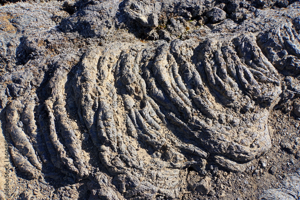 The frozen lava patterns and the remnants of the volcanic eruptions ...