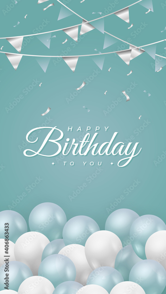 birthday card using green tosca color, happy birthday background design ...