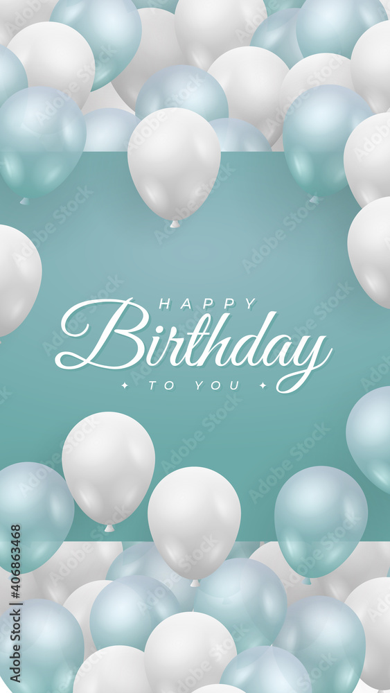 birthday card using green tosca color, happy birthday background design ...