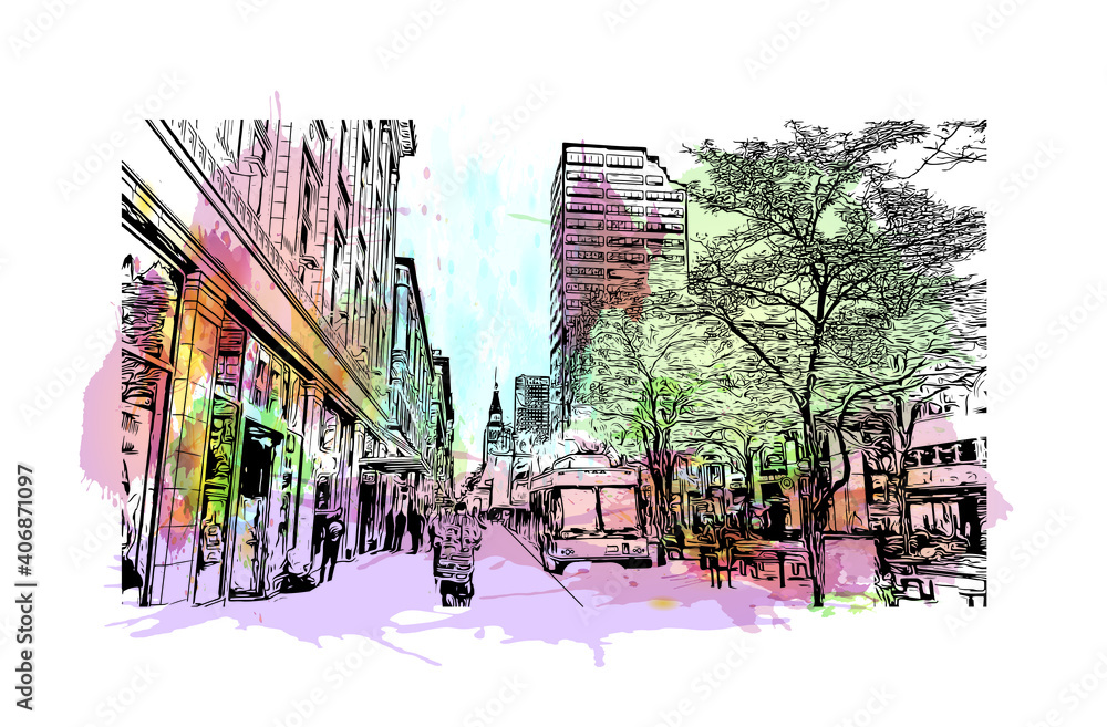 Building view with landmark of Denver is the capital of Colorado ...