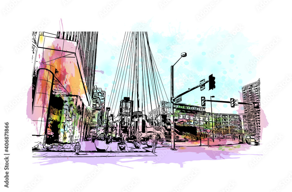 Building view with landmark of Denver is the capital of Colorado ...