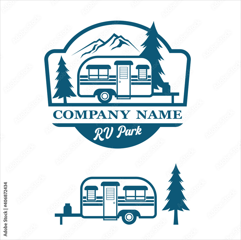 illustration of RV Park, logo template for RV Park. Stock Vector | Adobe Stock