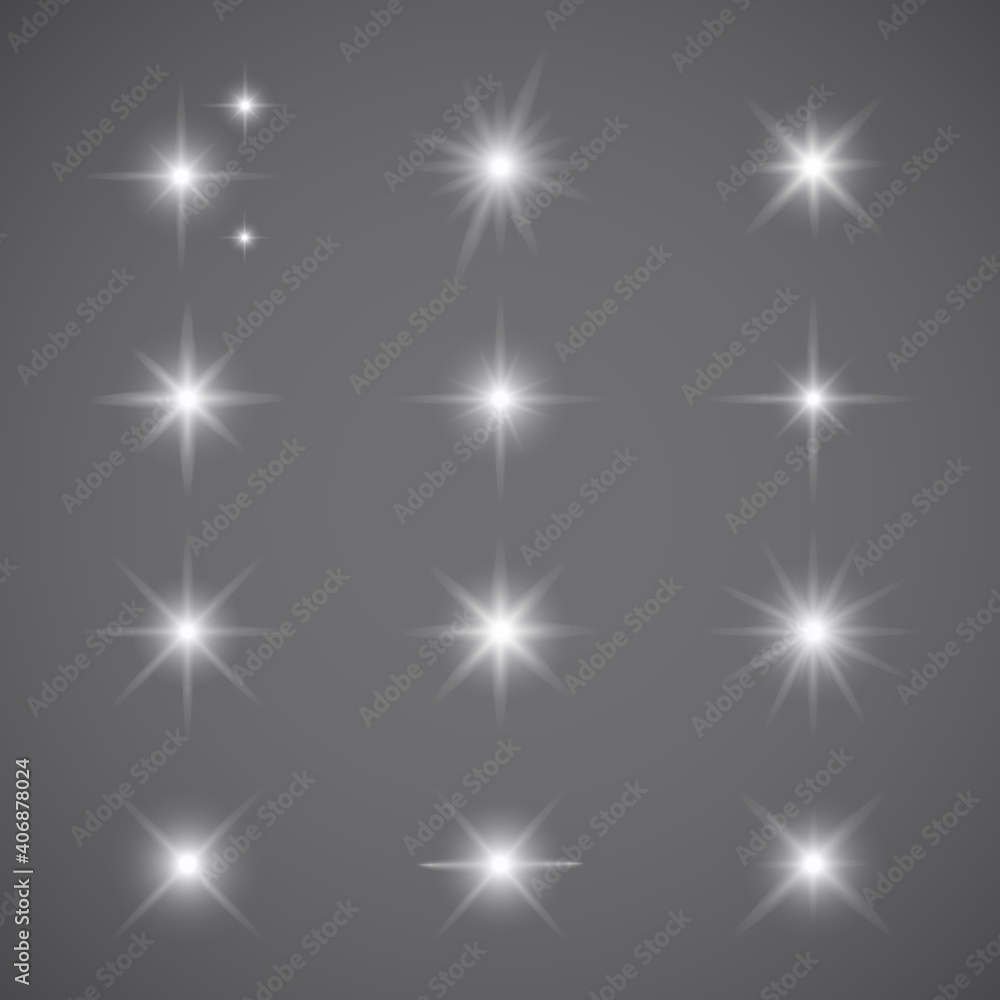 Lights effect set isolated on gray background. Collection of various ...