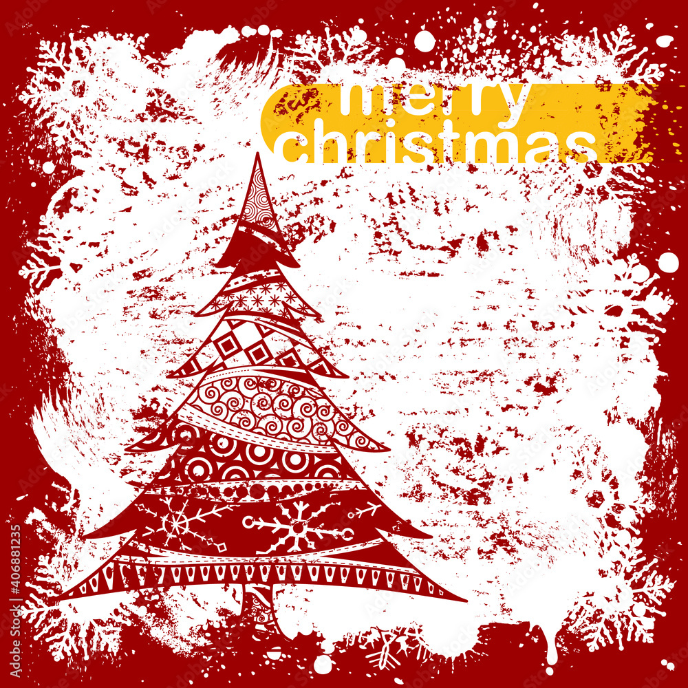 Merry Christmas theme background. A tree with decorative motifs on ...