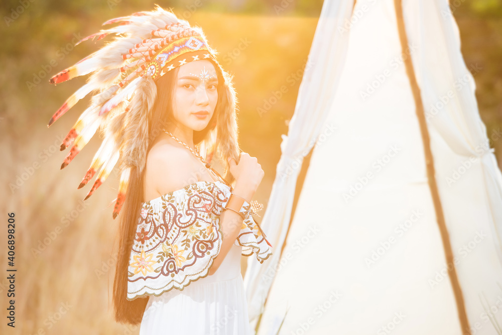 Boho bohemian girl styled wearing Indian maxi dress and jewellery in ...
