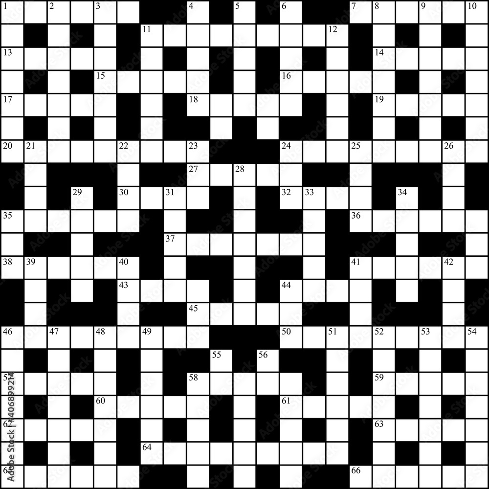Square Crossword Template Symmetrically Intersecting Rows And Columns For Solving Words