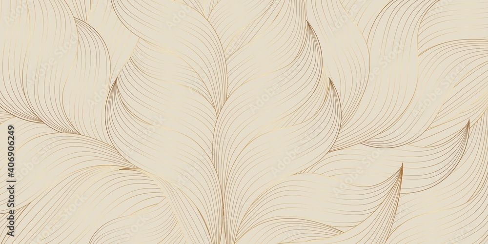 Luxury Abstract Wallpaper with Golden Leaves. Art Deco Background ...