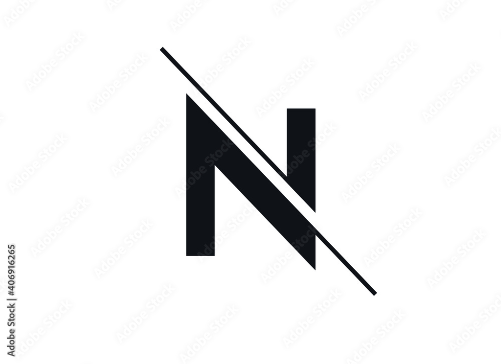 Letter N logo design in a moden style with cut out slash and lines ...