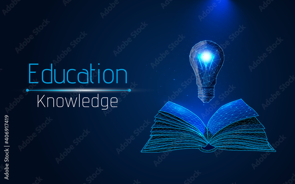 the concept of learning, learning new, development. open book and light ...