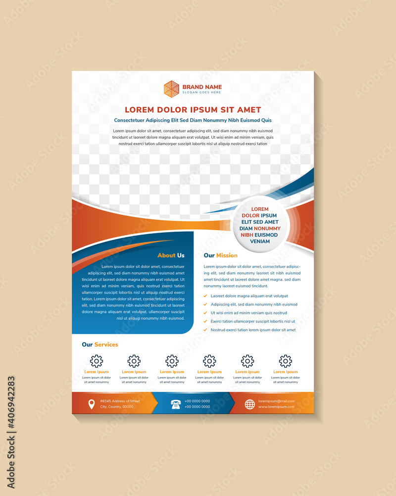 Abstract geometric flyer template design. curve border in space of ...