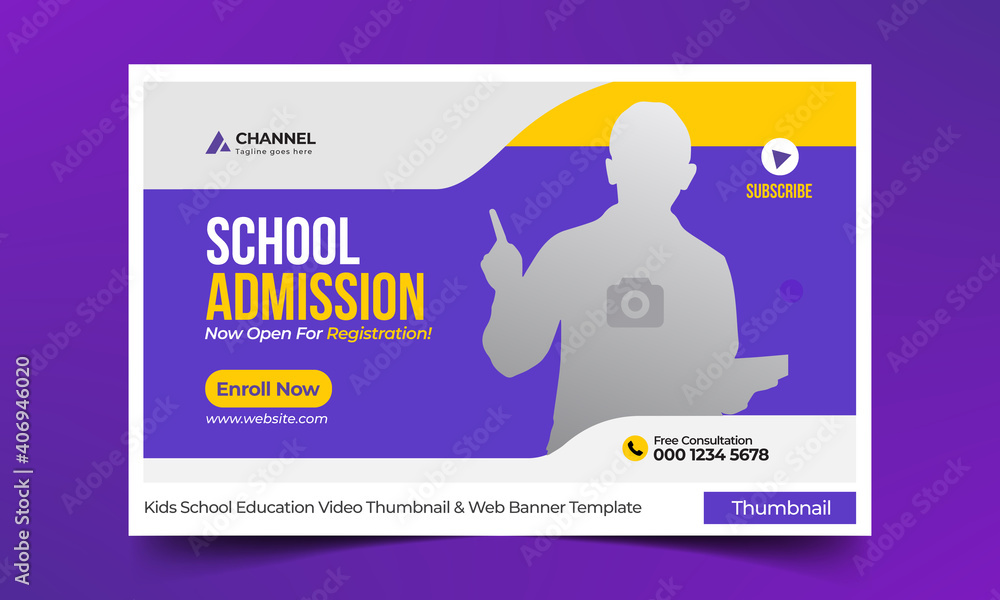 Editable thumbnail design for any videos. Kids school education ...
