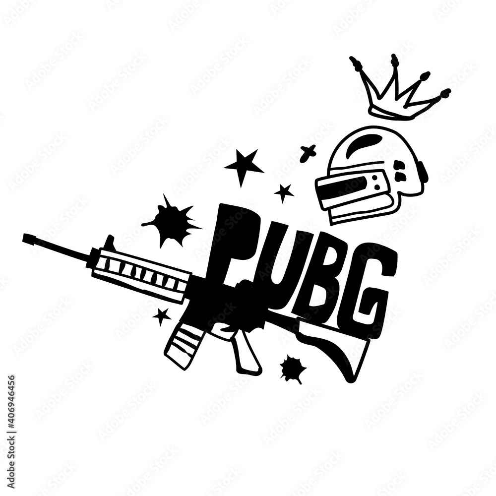 PUBG - PlayerUnknowns Battlegrounds Game. Vector assault rifle, helmet ...