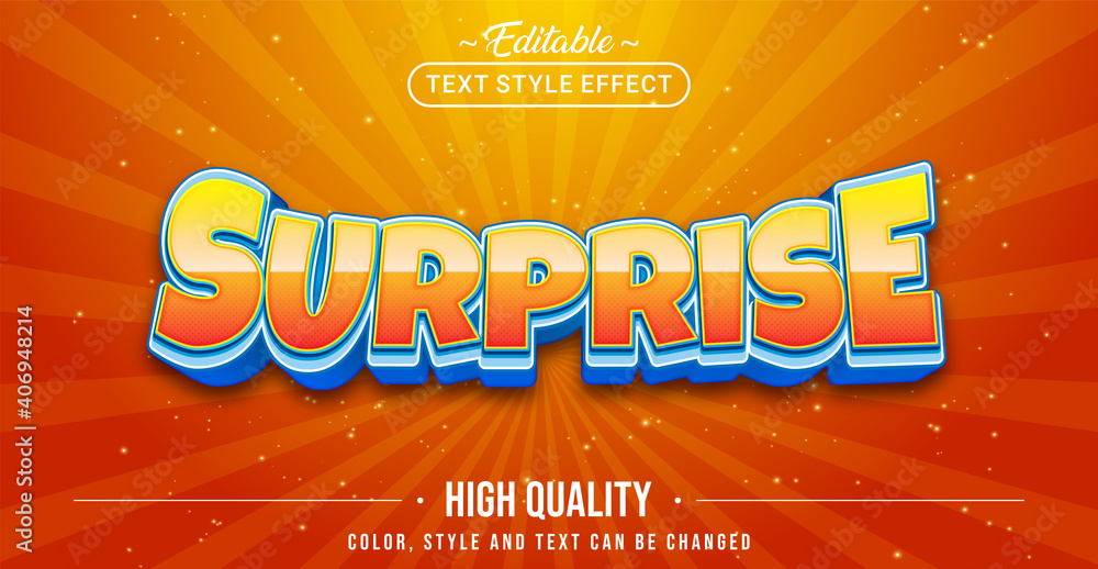 Editable text style effect - Surprise text style theme. Stock Vector ...