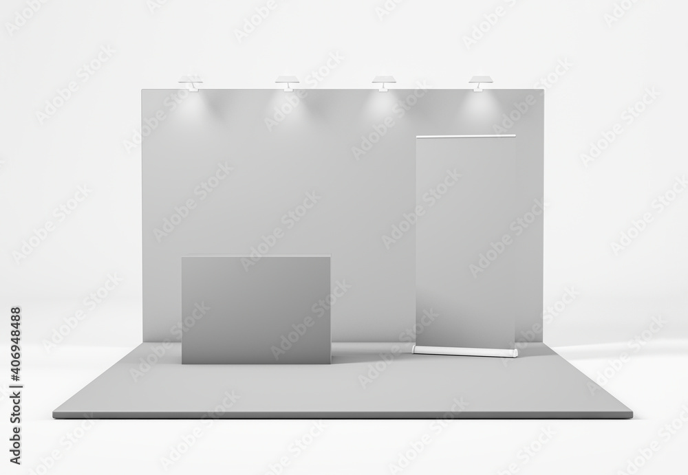 Exhibition Stand isolated from white background, 3d rendering Stock ...
