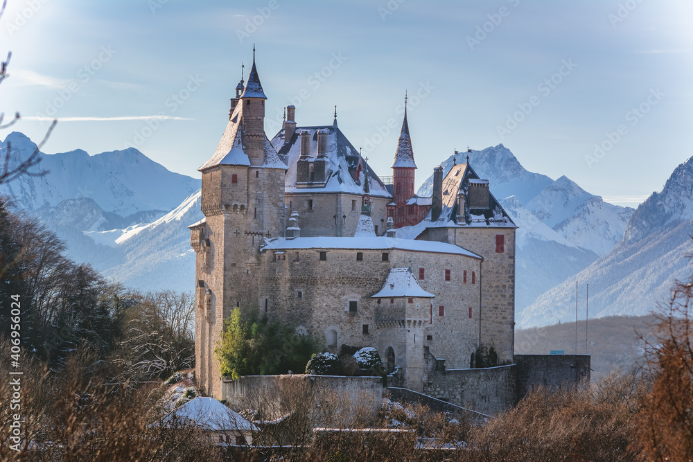 Lac d'Annecy, le château de Menthon Saint Bernard Stock Photo | Adobe Stock