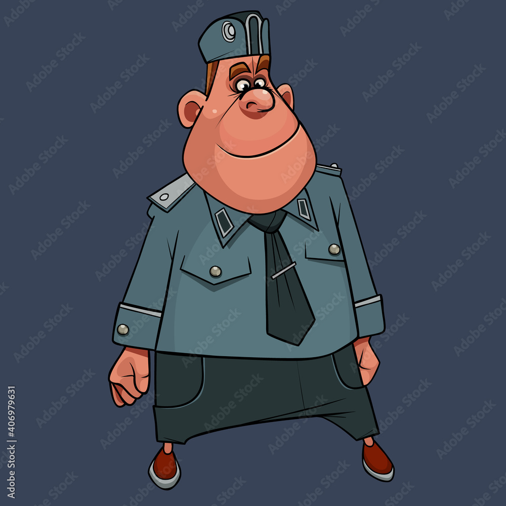 cartoon character fat man in military police uniform Stock Vector ...