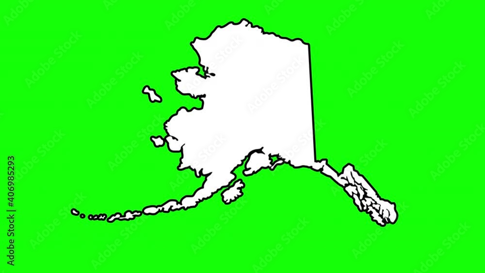 Alaska State of USA with pointer in capital city Juneau. Animated close ...