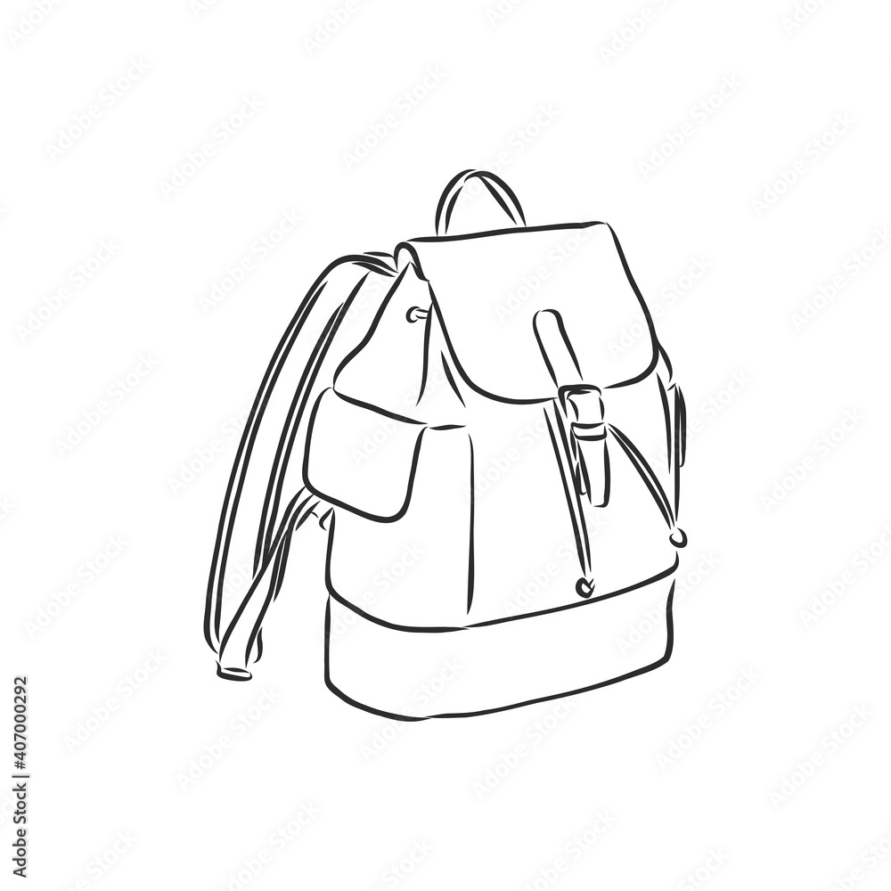 vector sketch illustration - hipster backpack. backpack vector sketch ...