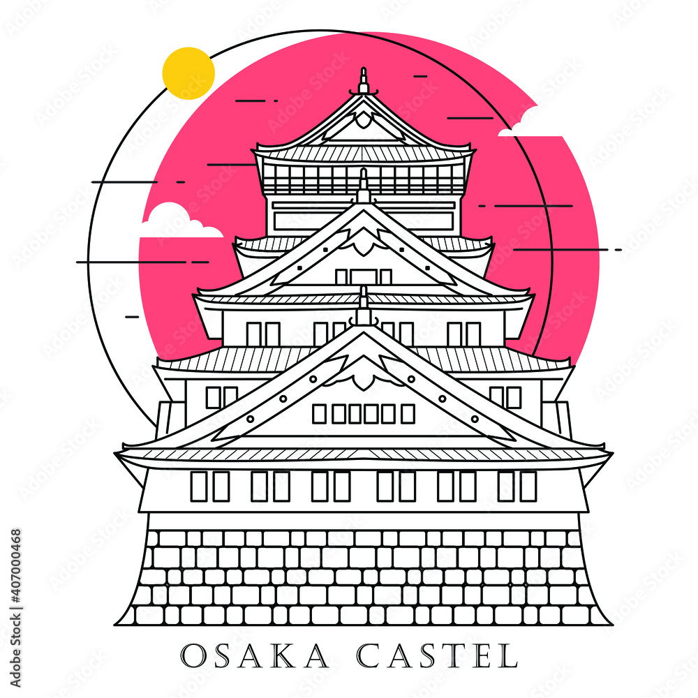 Flat icon vector illustration of a historic building castle in the ...