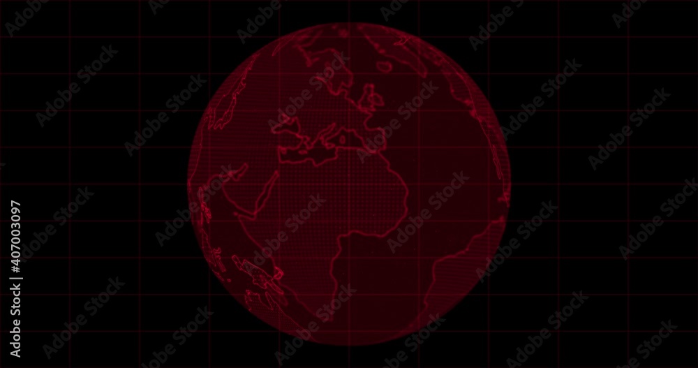 Video Stock Rotating red HUD world globe. Digital globe. 4k animation ...