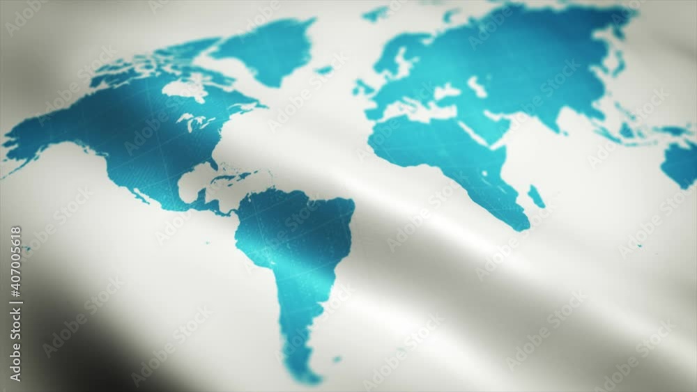 World Map Flag Waving Textured Background Loop/ 4k animation of a ...