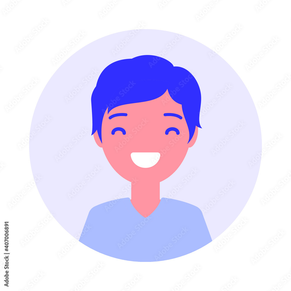 Flat style round people avatar icon set, yellow purple human face ...