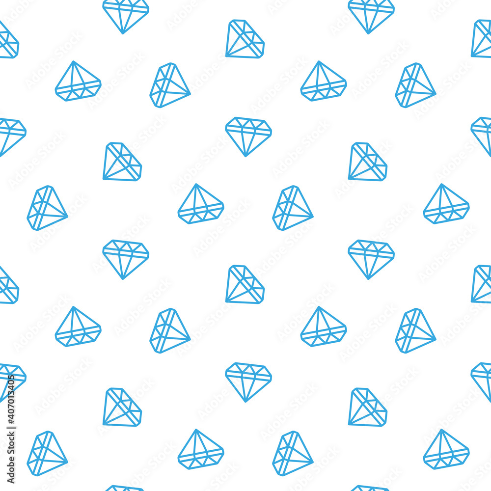 Blue contour diamonds isolated on white background. Cute monochrome ...