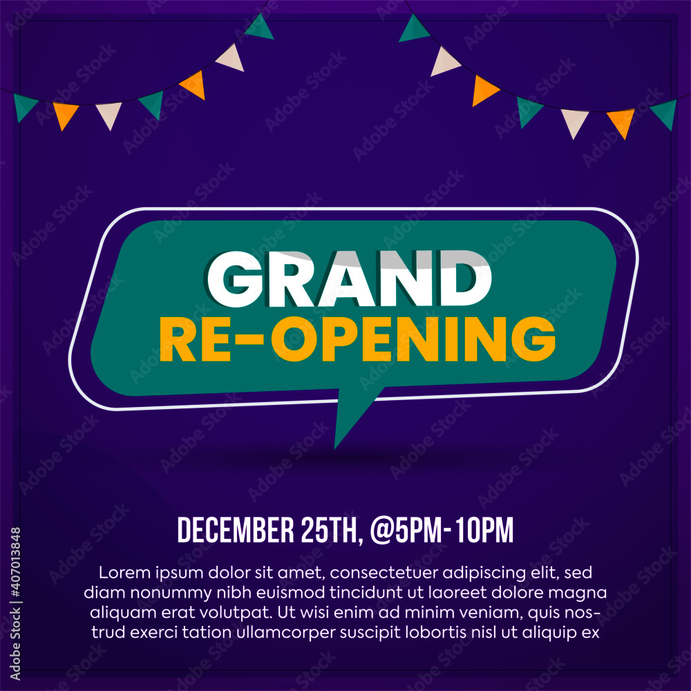 Grand reopening invitation card for marketing and promotion. We are ...