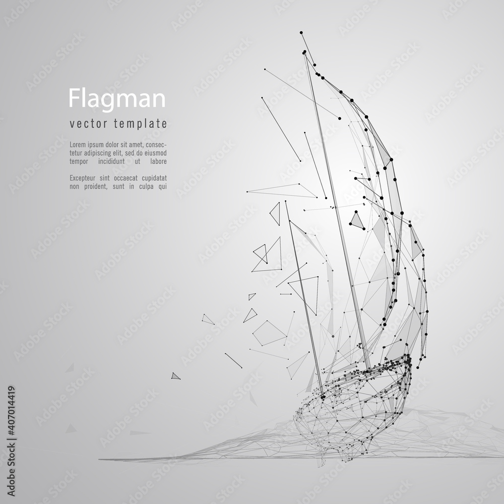 Sailboat composed of polygon. Logo concept. Low poly vector ...