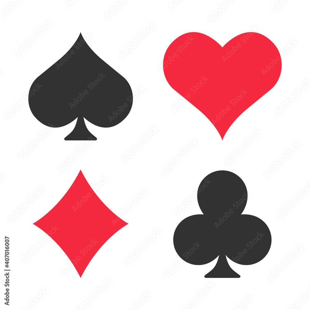 Playing card suits icon set. Casino symbols. Vector illustration ...
