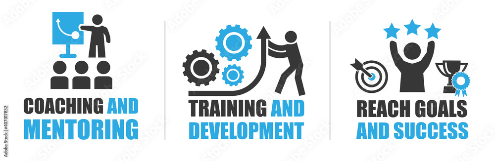 coaching and mentoring training and development vector illustration ...