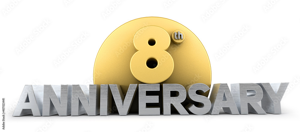8th anniversary celebration logo in golden and silver color isolated on ...
