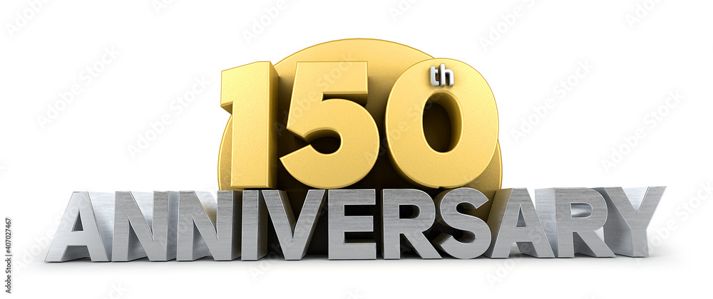 150th anniversary celebration logo in golden and silver color isolated ...