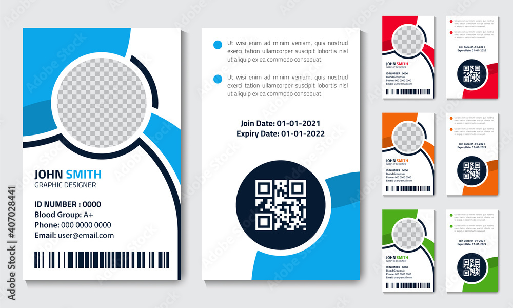 Simple vector office ID card design template. Creative Corporate ...