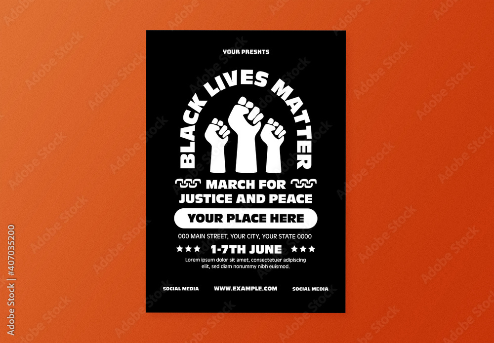Black Lives Matter Flyer Layout Stock Template | Adobe Stock