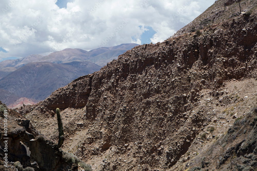 Altiplano. High in the Andes mountains. View of the arid sandstone ...