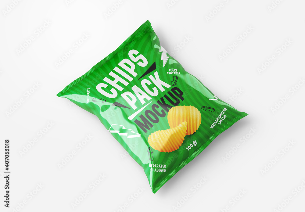 Potato Chips Packaging Mockup Stock Template | Adobe Stock
