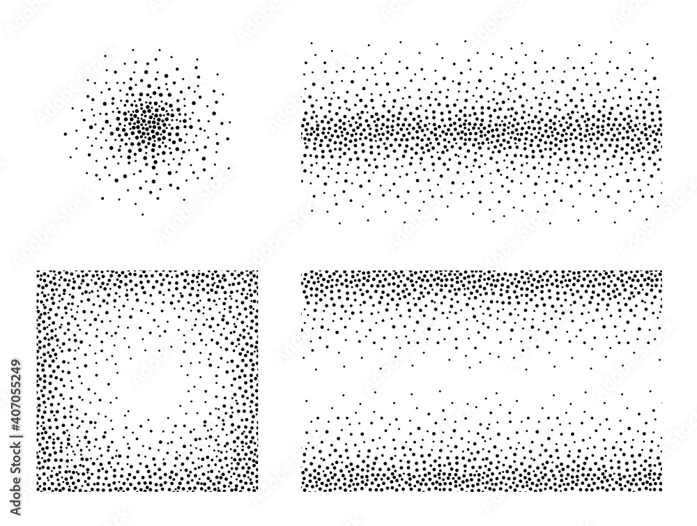 Gradient textures. Set of abstract grainy dotted backgrounds. Halftone ...