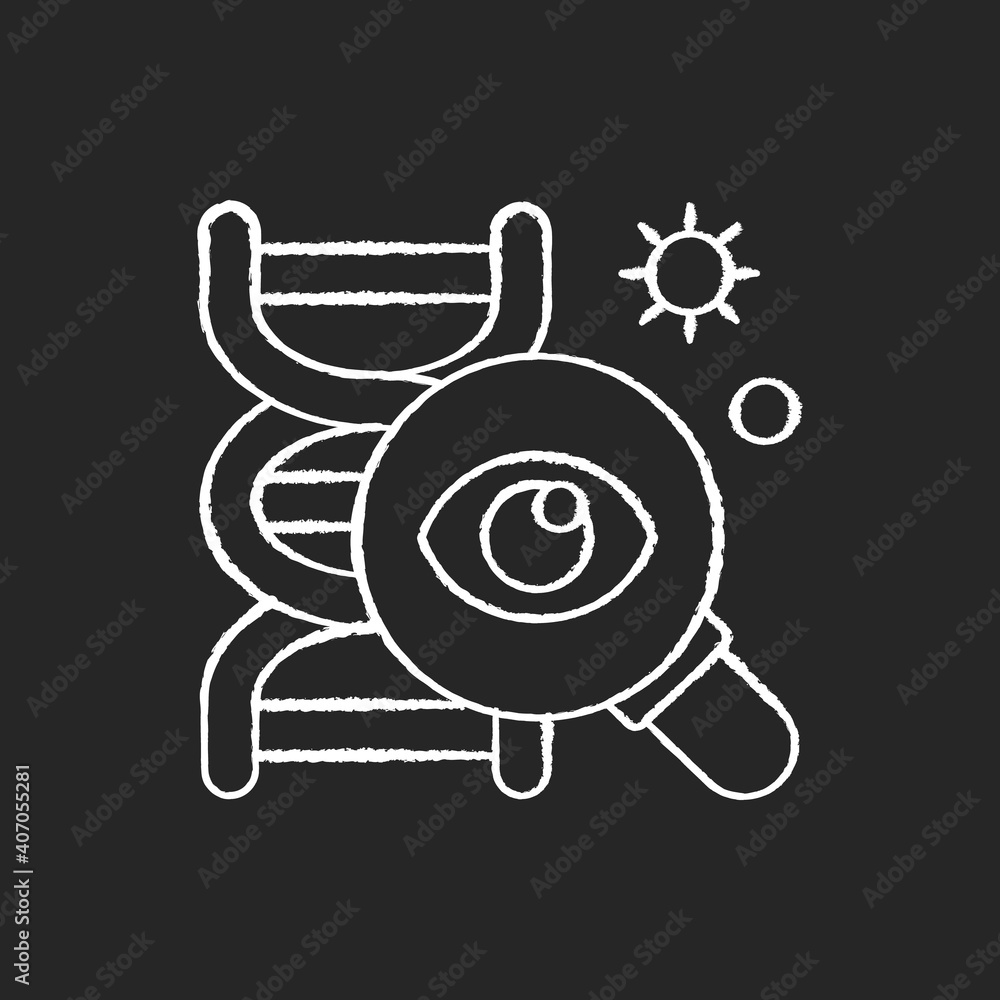 Genetic research chalk white icon on black background. Scientific study ...