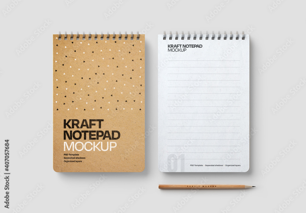 Kraft Notepad Mockup Stock Template | Adobe Stock