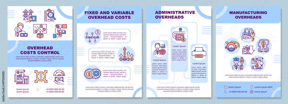 Overhead costs control brochure template. Manufacturing overheads ...